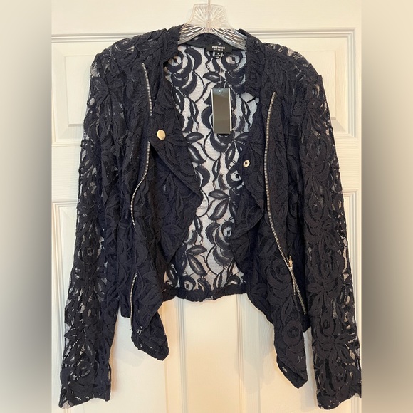 Jackets & Coats | Navy Blue Lace Jacket | Poshmark